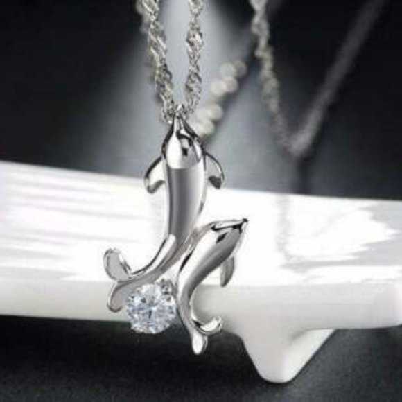 Jewelry | 925 Sterling Silver Double Dolphin Neckless | Poshmark